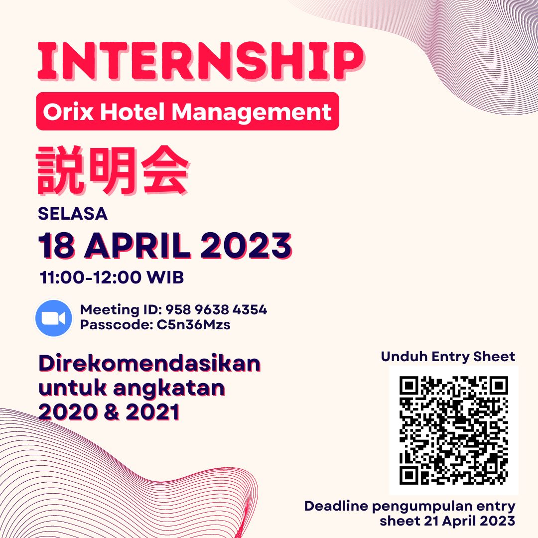 INTERNSHIP Orix Hotel Management – Program Studi Sastra Jepang